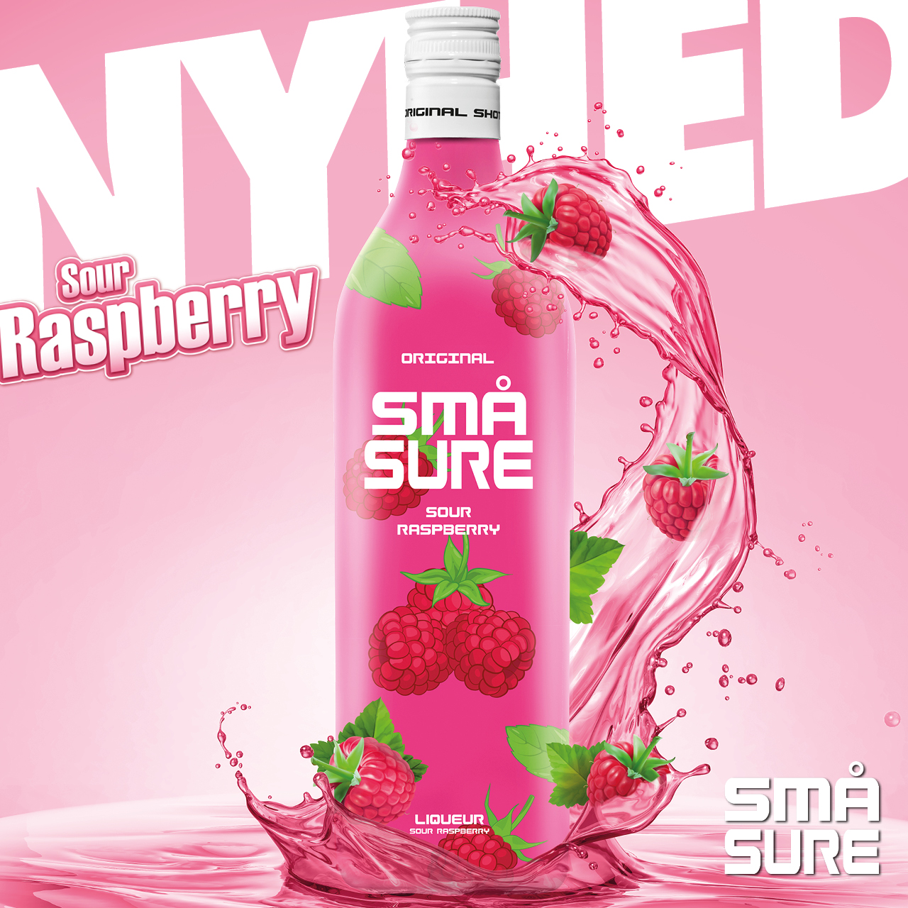 SMÅ SURE, Sour Raspberry - SMÅ Shots - Spritlageret ApS